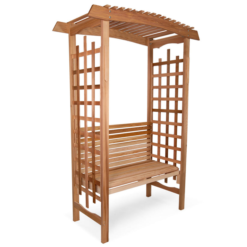 Cedar Garden Arbor with Built-In Bench – 60 Inch Wide Archway ...